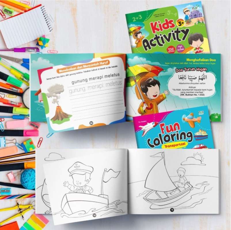 Promo Kids Activity + Fun Colng (transportasi) + Poster Huruf Hijaiyah ...
