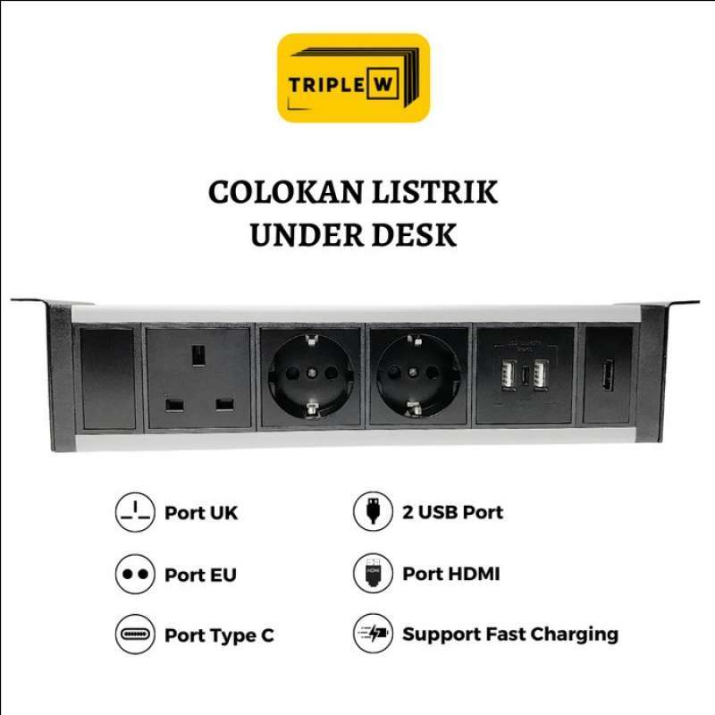 Promo Triple W Under Desk Power Strip Colokan Listrik Socket Stop ...