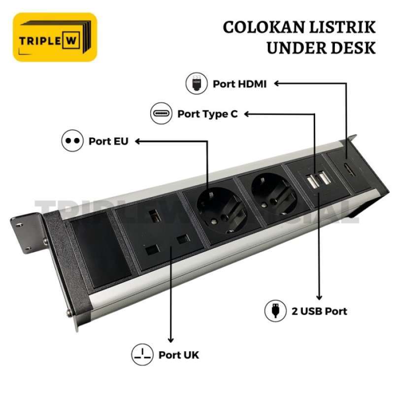 Promo Triple W Under Desk Power Strip Colokan Listrik Socket Stop Kontak Berkualitas Diskon 1% ...
