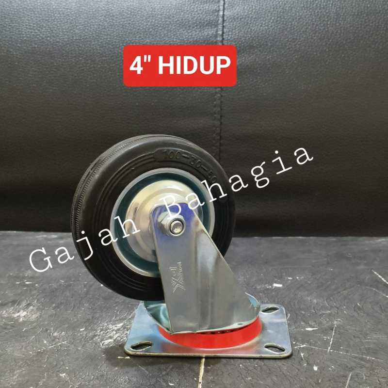 Jual Roda Troli 4 Inch Karet Hitam Mati Hidup Rem Caster Kastor 4 ...