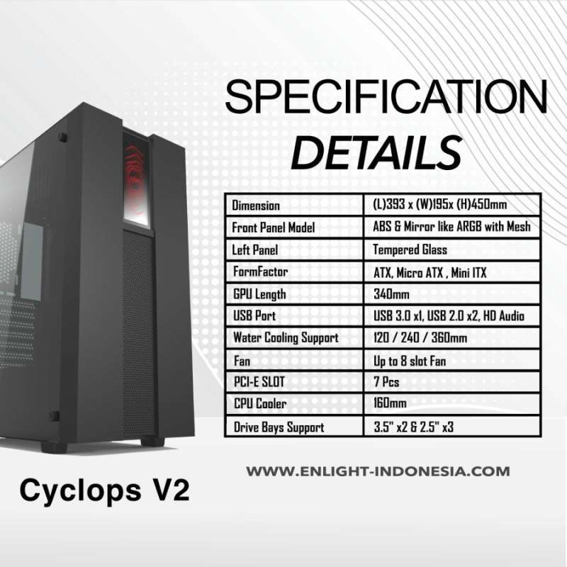Jual Casing INFINITY CYCLOPS V2 - ATX, mATX Gaming Case - No Fan di ...