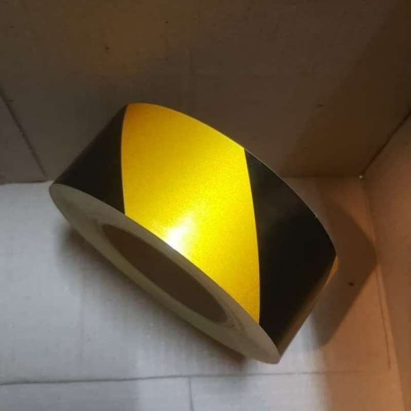 Promo Sticker Stiker reflective-police line kuning hitam 5cm x 45mtr ...