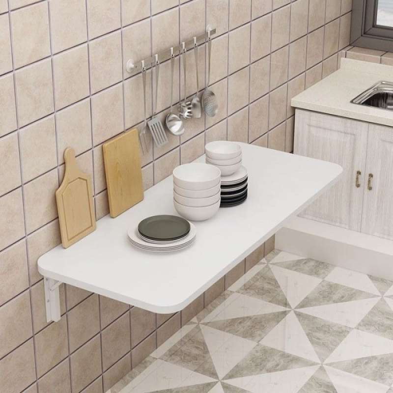 Promo Meja Lipat Dinding Meja Ambalan WPC - PUTIH SERAT KAYU Diskon 23% ...