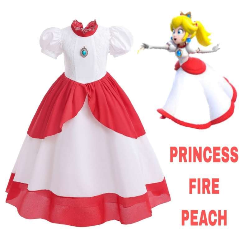 Jual BAJUKIDDIE PRINCESS FIRE PEACH DRESS KOSTUM SUPER MARIO BROSS ...