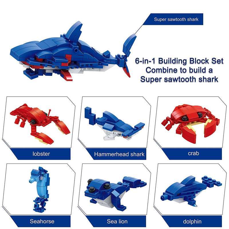 Jual Mainan Anak Balok Edukasi Building Blocks Puzzle Sea Animals 6 in ...