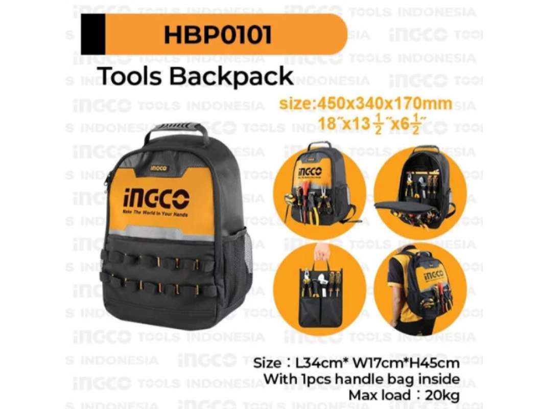 Promo Tools Backpack Ingco Hbp0101 Tas Ransel Tool Bag 20kg Toolbag ...