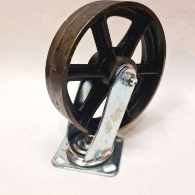 Promo Roda Besi Heavy Duty 8 inch Hidup/Muter Diskon 23% di Seller ...