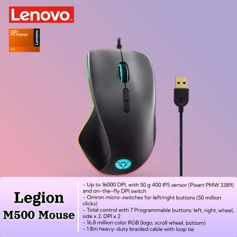 Promo Lenovo Legion M500 RGB Gaming Mouse Original Murah Diskon 23% di ...
