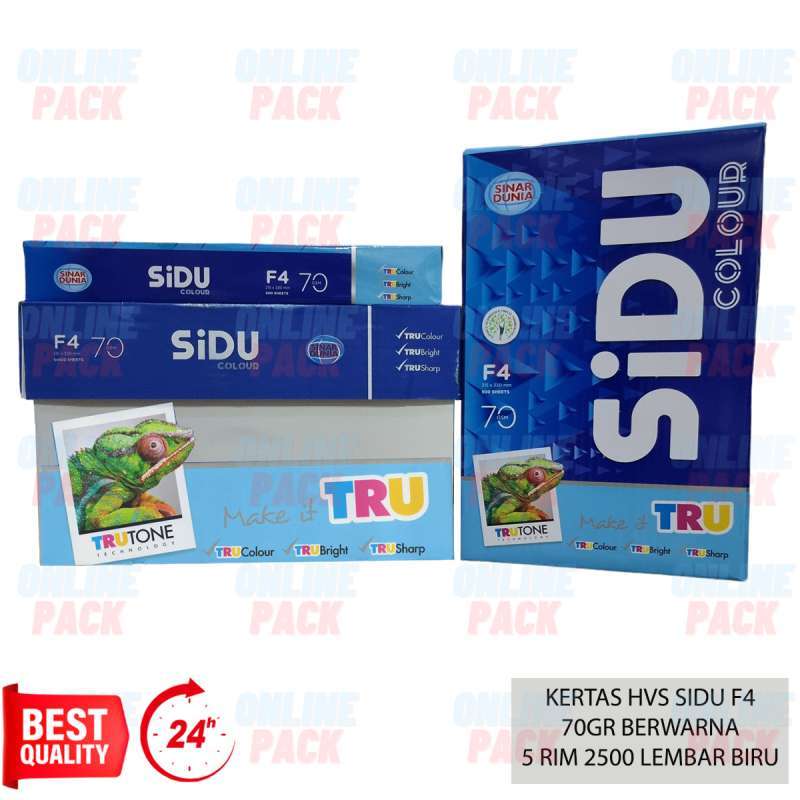 Promo KERTAS HVS SIDU F4 FOLIO 70GR BERWARNA BIRU 70 GSM GRAM 1 RIM 500 ...