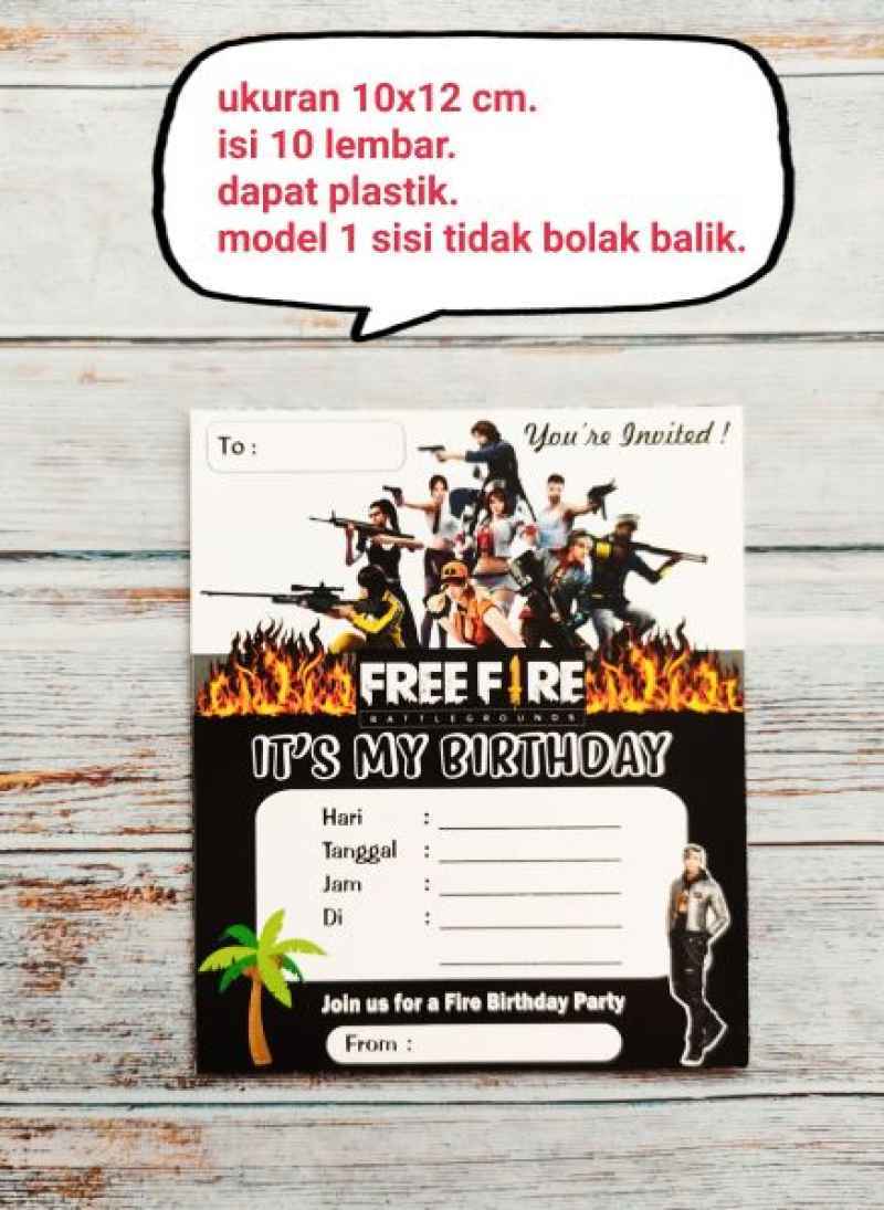 Jual Kartu Undangan Ulang Tahun Isi 10 Lembar Karakter Free Fire Di ...