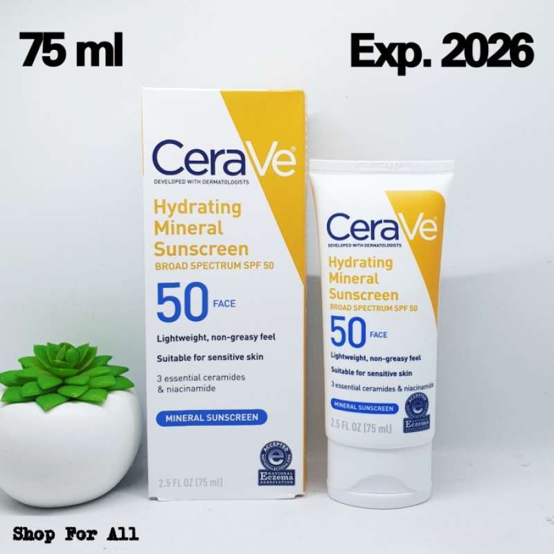 Promo Cerave Hydrating Mineral Sunscreen Spf 50 Face Sunblock 75ml / 75 ...