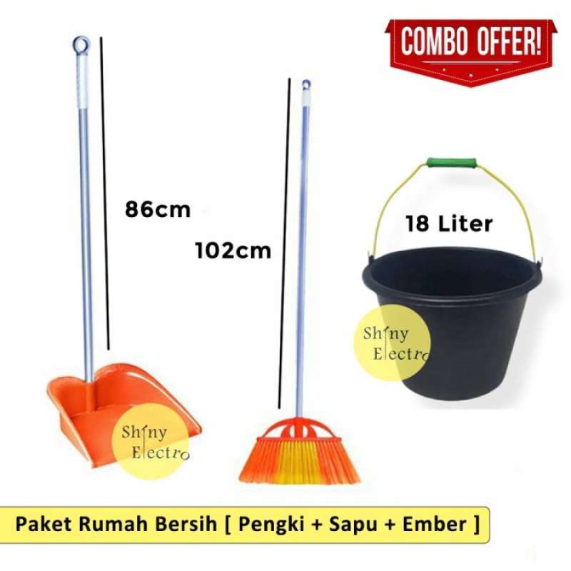 Jual Paket Sapu Lantai + Pengki Plastik + Ember 18 Cor Nilon Taiwan ...