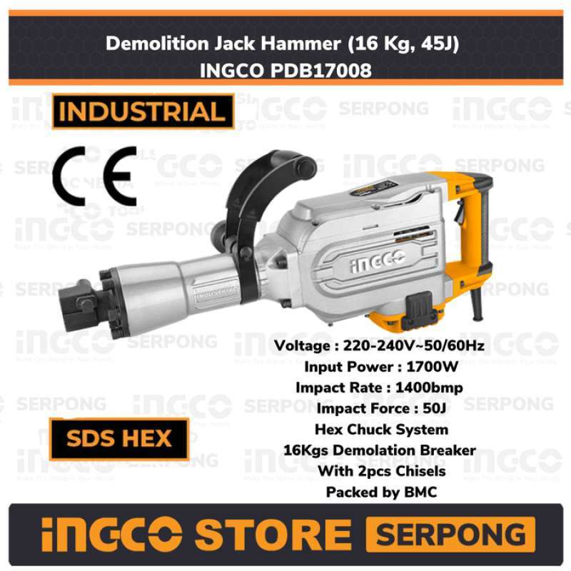 Promo Mesin Bobok Beton Jack Hammer Demolition Breaker 16kg Ingco ...