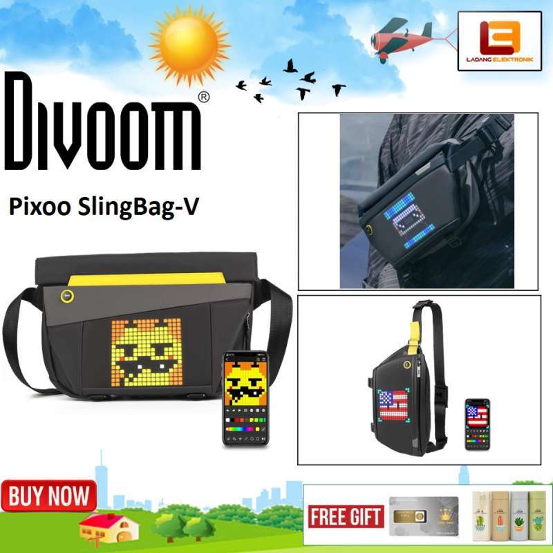 Jual Divoom Pixoo SlingBag-V Pixel Art Bluetooth RGB LED DIY slingbag ...