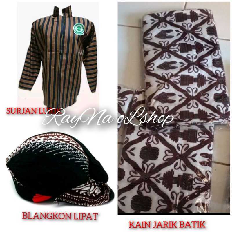 Promo SETELAN BAJU LURIK JAWA PRIA | SURJAN LURIK + BLANGKON LIPAT + KAIN JARIK BATIK | PAKAIAN ...