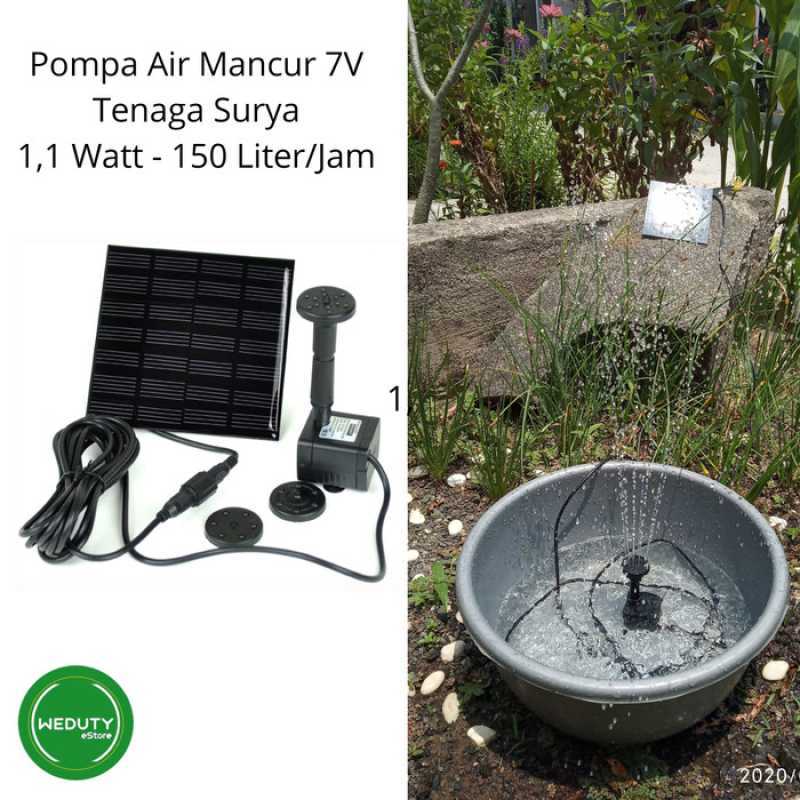 Promo POMPA AIR MANCUR DC TENAGA SURYA SOLAR PANEL 7V 150L/H KOLAM ...