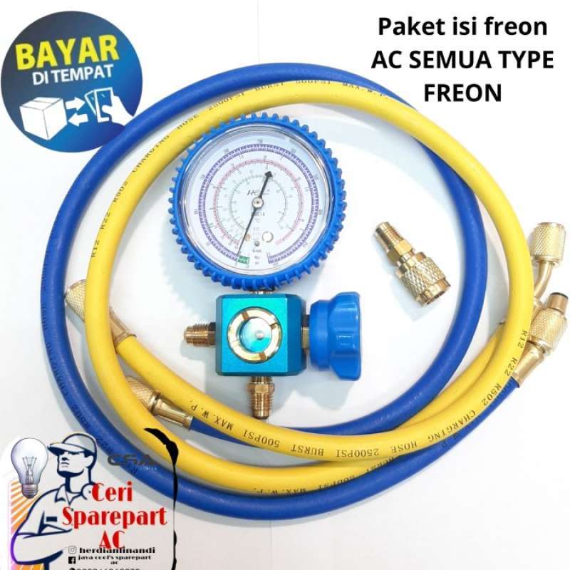 Jual testing manifold ac paket isi freon r32 r410 r22 selang dan ...