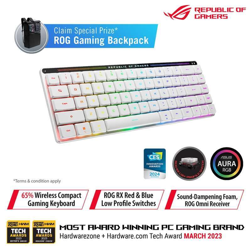 Jual ASUS Keyboard ROG Falchion Low Profile White 3 Mode Connectivity ...