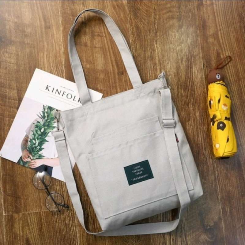 Jual Bulbul - C030 Totebag Saku - Tote Bag Wanita Murah Model Resleting - Abu-abu Di Seller ...