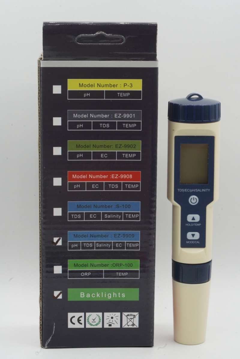 Promo EZ-9909 5 in 1 Salinity TDS EC Temperature PH Meter with Backlight Diskon 33% di Seller ...