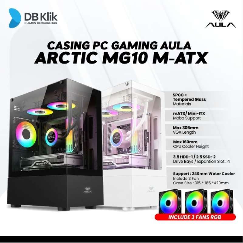 Jual Casing PC Gaming AULA ARCTIC MG10 M-Atx Include 3 Fan- Gaming Case ...