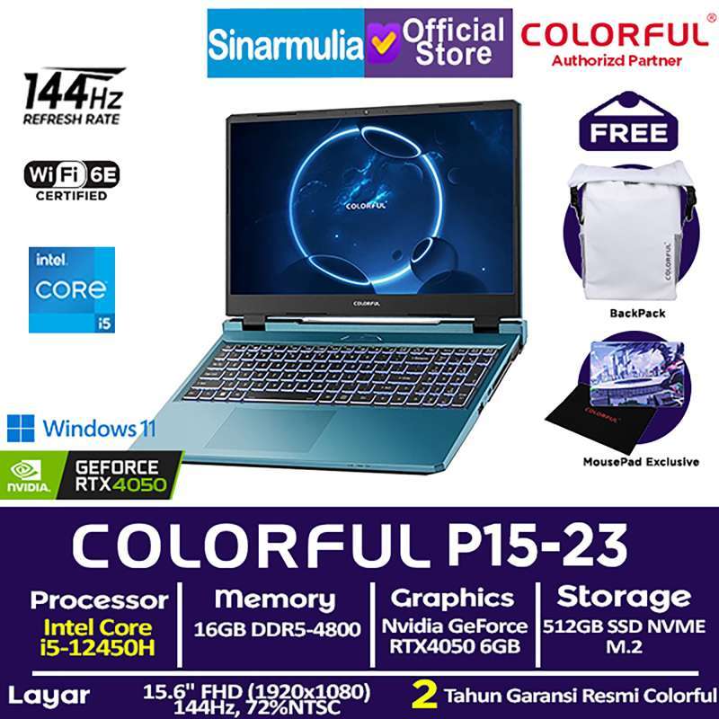 Promo Laptop Gaming COLORFUL EVOL P15-23 i5-12450H RTX4050 512GB SSD 16GB Diskon 7% di Seller ...
