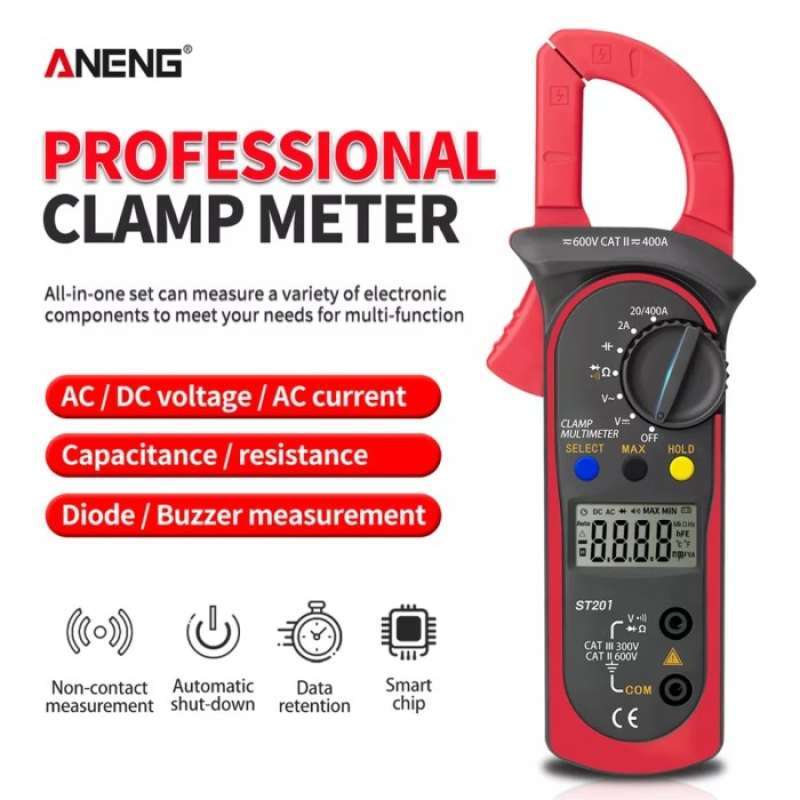 Promo TANG AMPER DIGITAL MULTIMETER HAMBATAN OHM TESTER AC DC CLAMP ...