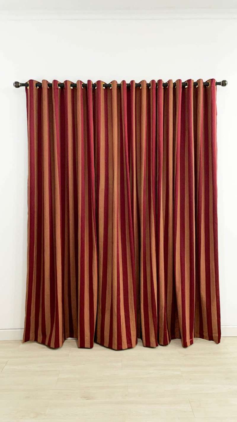 Jual Gorden Tirai Jendela Motif Garis - Merah Marun - Lebar 130cm ...