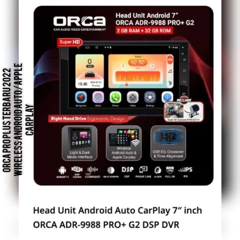 Promo head unit android 9 inch orca pro plus gen 2 adr-9989 voice c - 7 ...