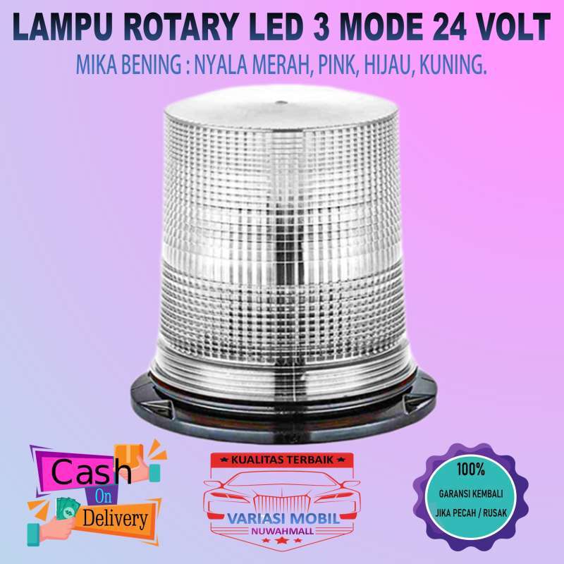 Promo Lampu Rotary 24 Volt Flash Blitz Mika Bening LED 3 Mode Rotar Diskon 27% di Seller Khalid ...