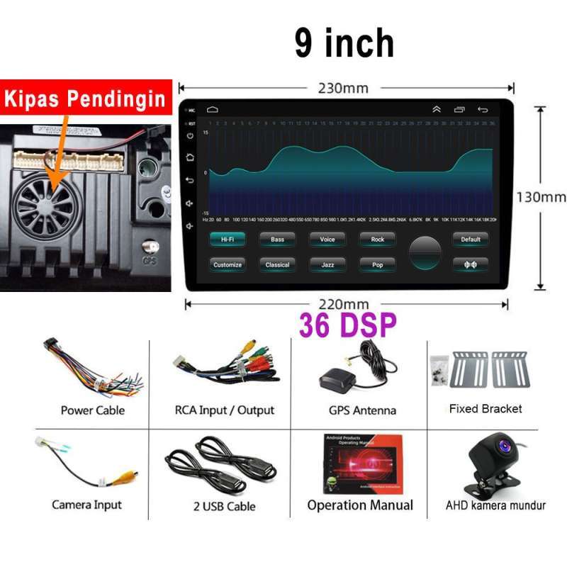 Promo Ada Kipas Pendingin4G+32G Single Din IPS Layer Head Unit Untu - 9 ...