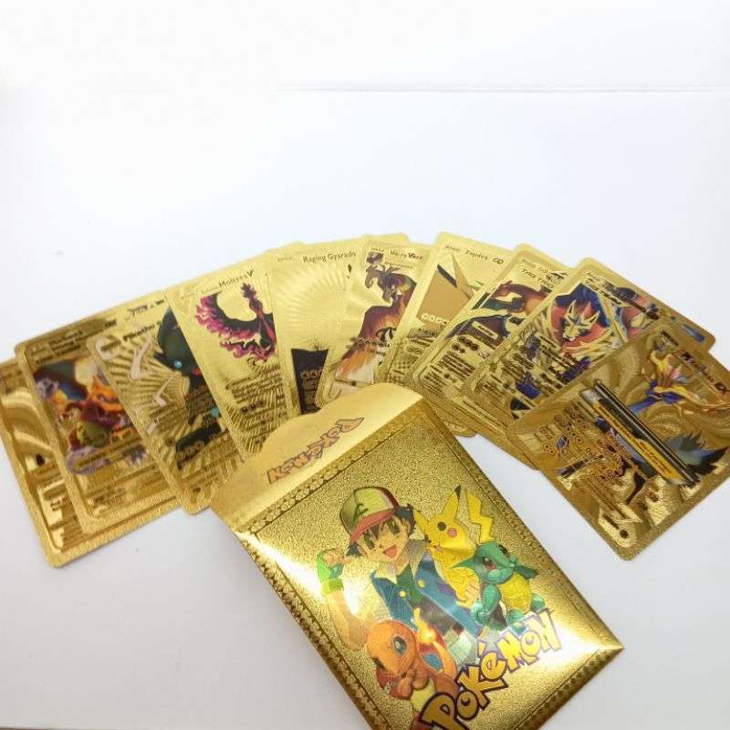Jual Kartu Pokemon 10pcs Bahan Metal Emas | 1 Pak Isi 10 Pcs Kartu Pokemon Gold Pok Mon ...
