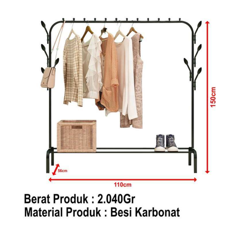 Jual Stand Hanger Gawang Single Gantungan Baju Dengan Rangka Besi Kuat ...
