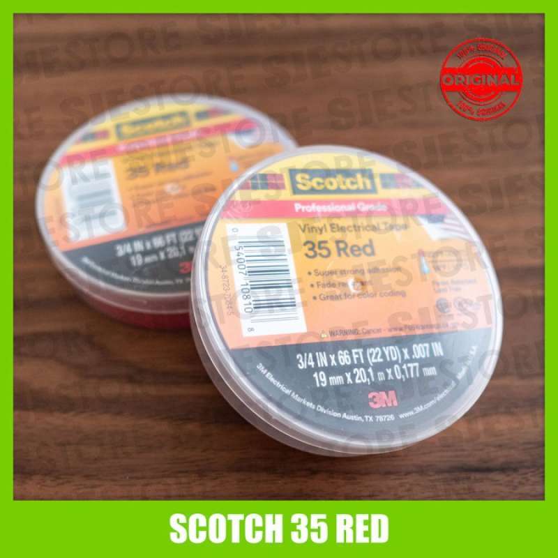 Promo Isolasi Listrik 3M Scotch 35 Vinyl Electrical Tape Merah ...