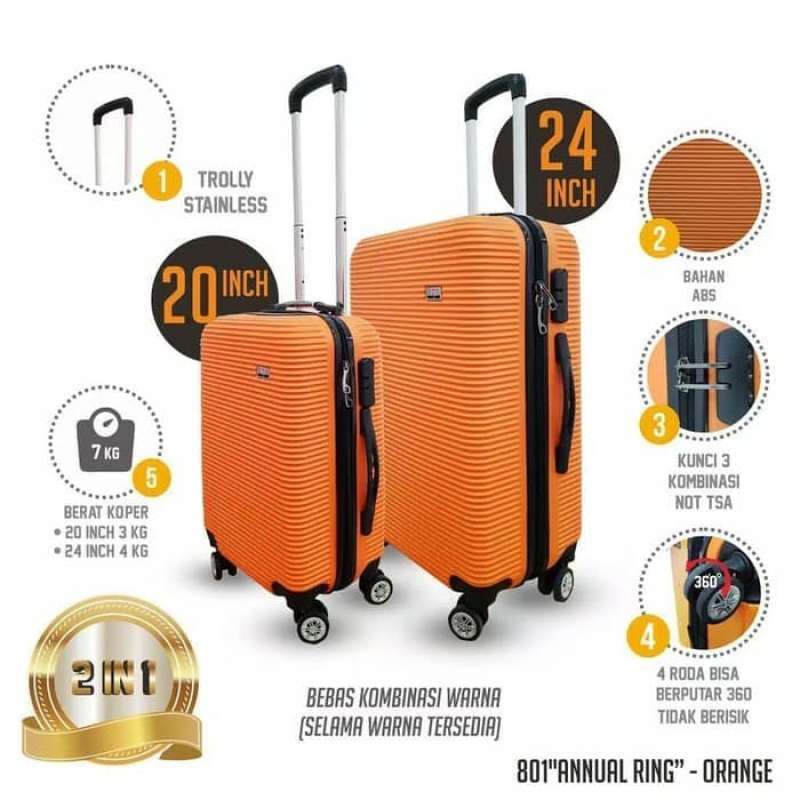 Promo New Satu Set Koper Polo 20 Inch Kabin 24 Inch Bagasi Travel Fiber ...