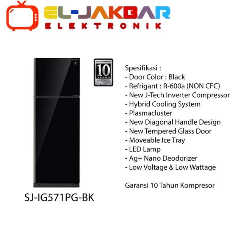 Jual Sharp Sj If51Pg Bk Kulkas 4 Pintu Inverter Plasmacluster - Glass ...