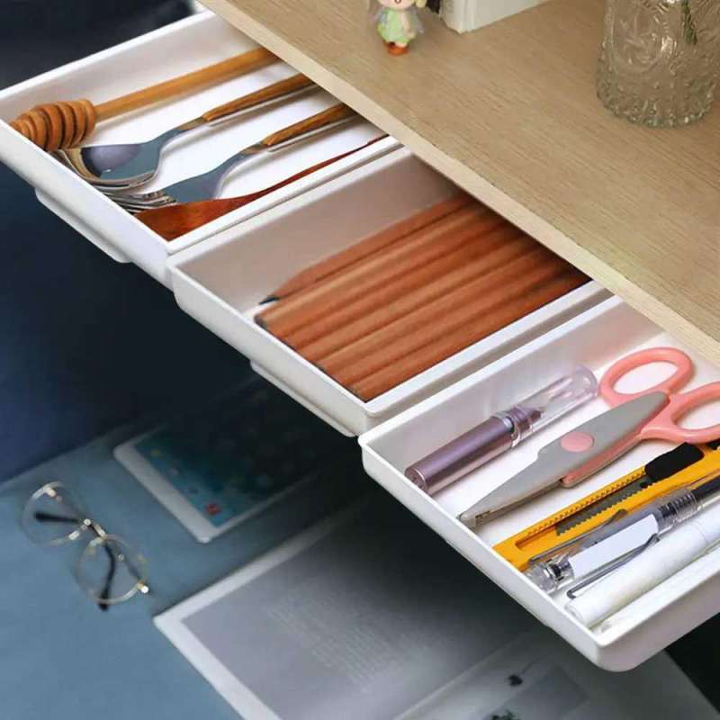 Promo Staca Laci Meja Hidden Storage Box Case Desk Sticky Adhesive ...