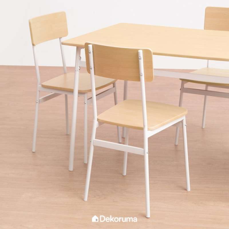 Promo Dekoruma Toshi Set Meja Makan Dengan 4 Kursi Walnut Putih Diskon ...