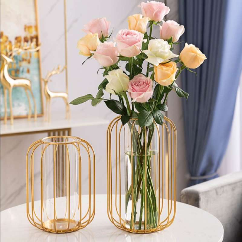 Promo Lexia Luxury Glass Vase / Tempat Pot Vas Bunga Kaca Besi Mewah ...