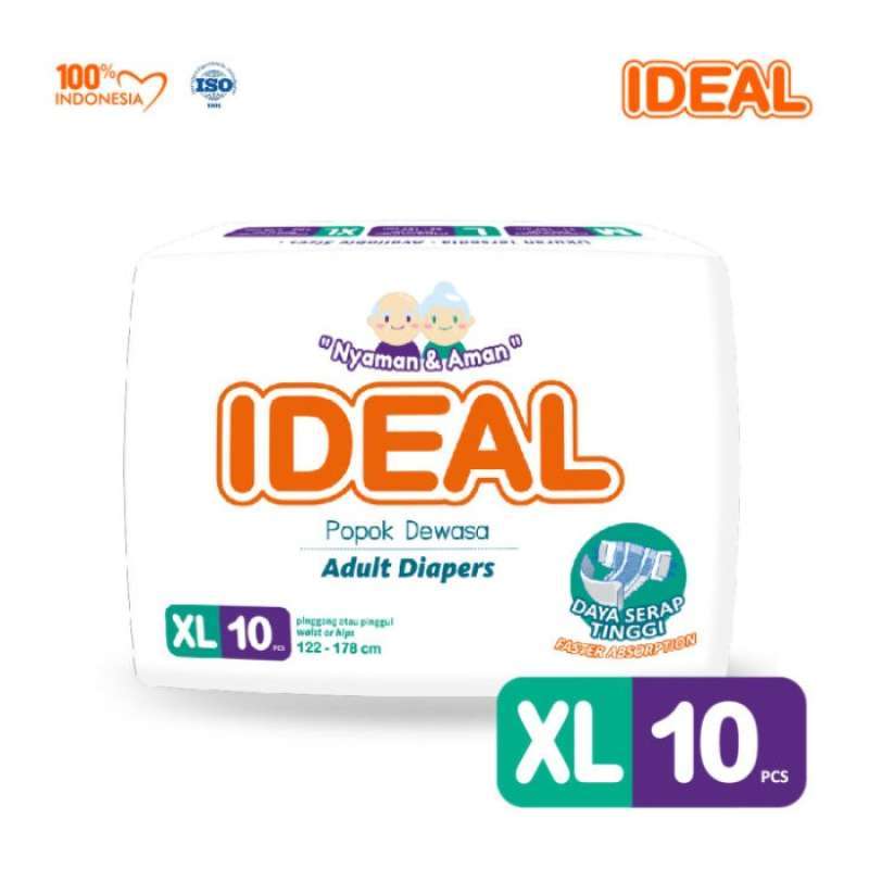 Promo Ideal Popok Dewasa Tipe Perekat Size Xl10 Diskon 33% Di Seller ...