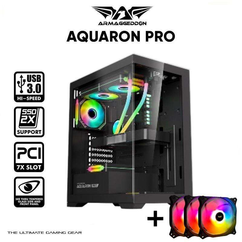 Jual Casing Pc Gaming Armaggeddon Aquaron Pro Atx + Fan Core 12 Di ...