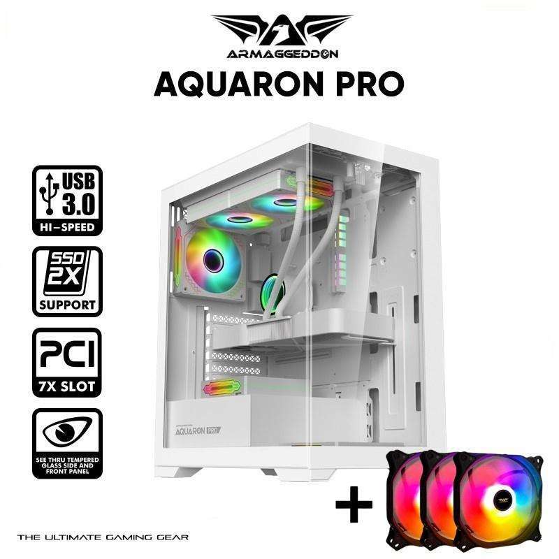Jual Casing PC Gaming Armaggeddon Aquaron Pro Atx + Fan Core 12 - WHITE ...