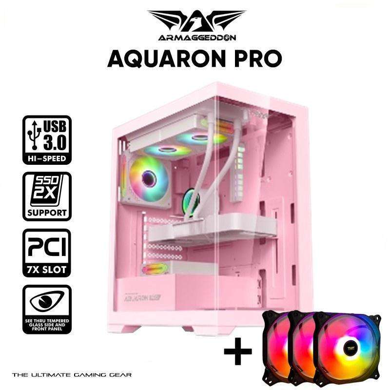 Jual Casing PC Gaming Armaggeddon Aquaron Pro Atx + Fan Core 12 - PINK ...