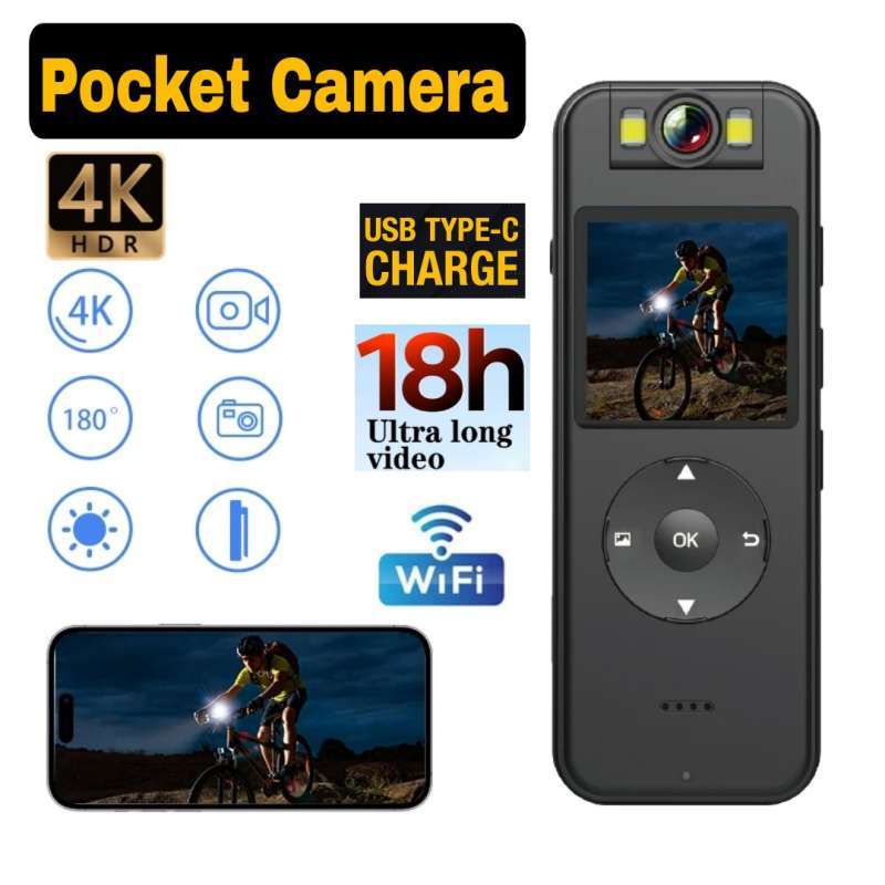 Promo Kamera Pocket Wifi 2K HD Night Vision Body Camera Recorder Usb C ...