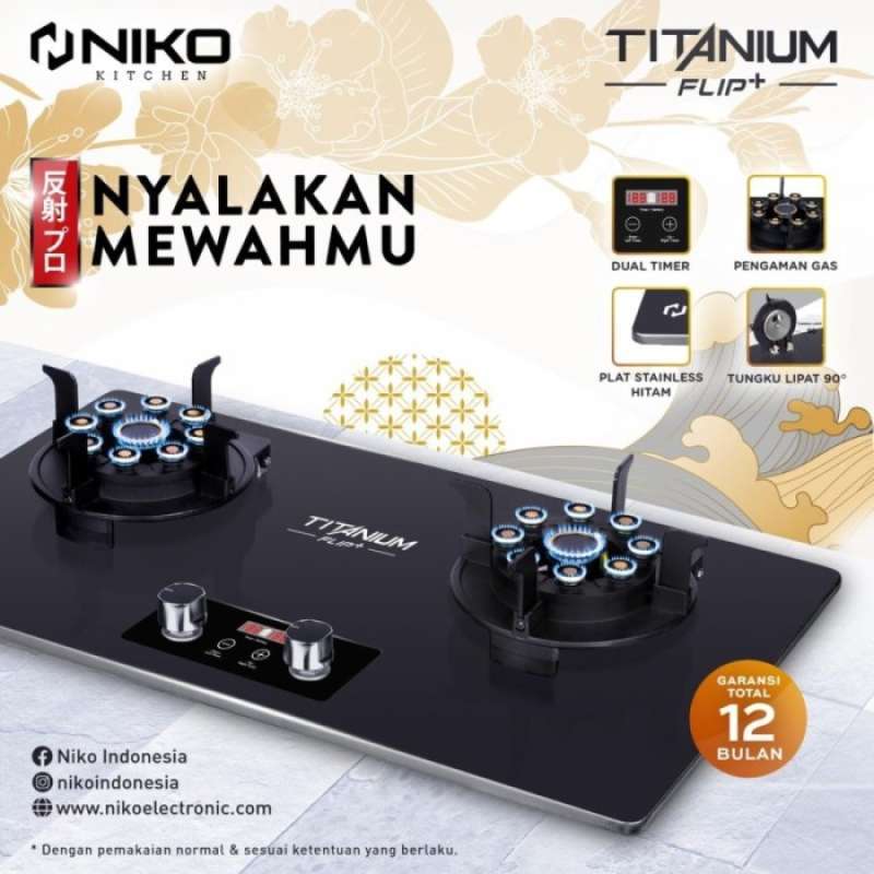 Promo Niko Kompor Gas 2 Tungku Titanium Flip Tf20-Plus Kompor Tanam ...
