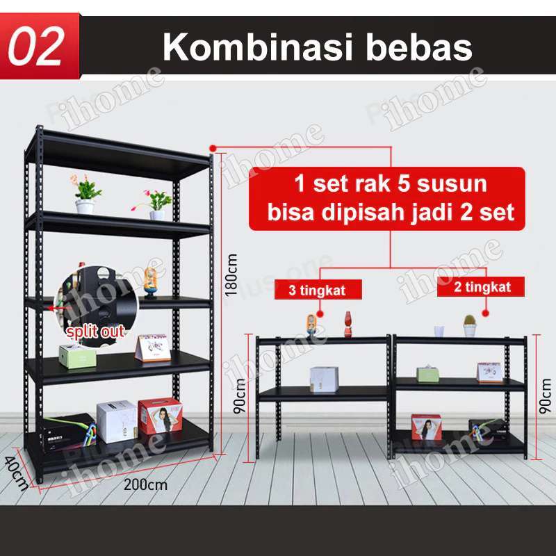Promo Rak Besi （100% Besi）rak Besi Siku - ⬜100*40*180cm（5l） Diskon 54% ...