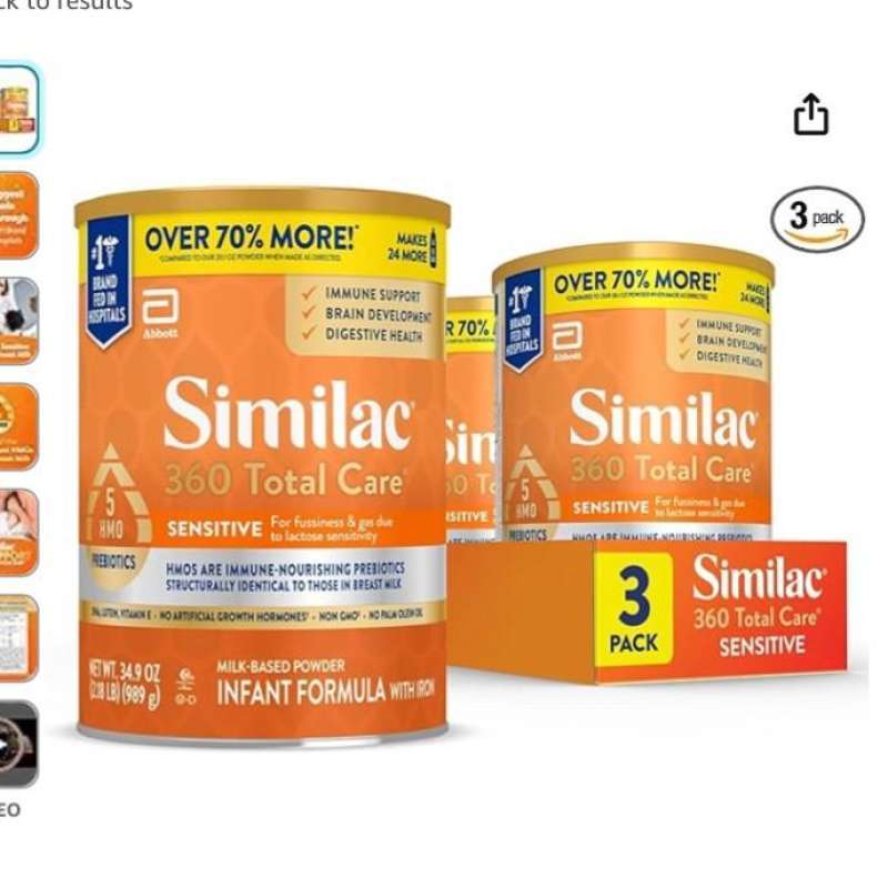 Jual 3 Cans Similac 360 Total Care Sensitive* Infant Formula 34,9oz Di ...