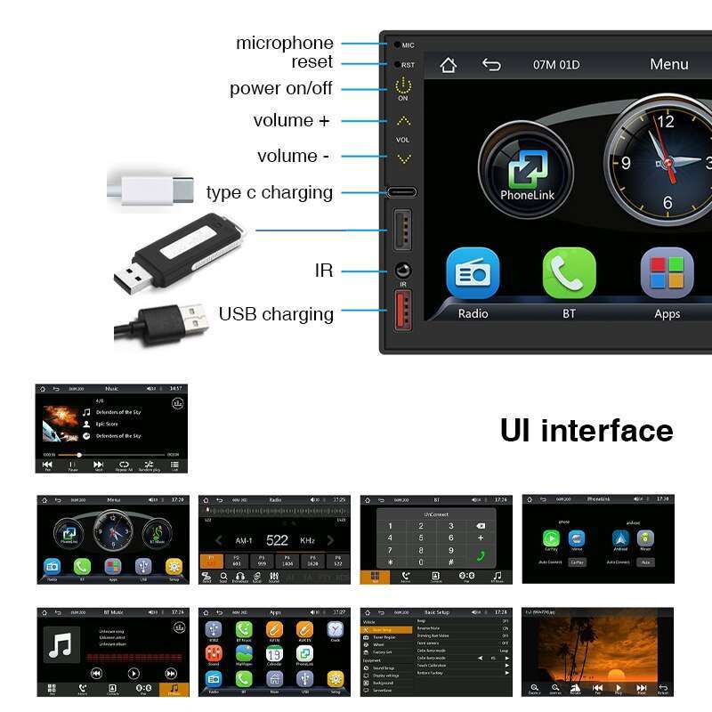 Promo PHYEE Head Unit CarPlay Double DIN Stereo Handsfree - FS02C ...