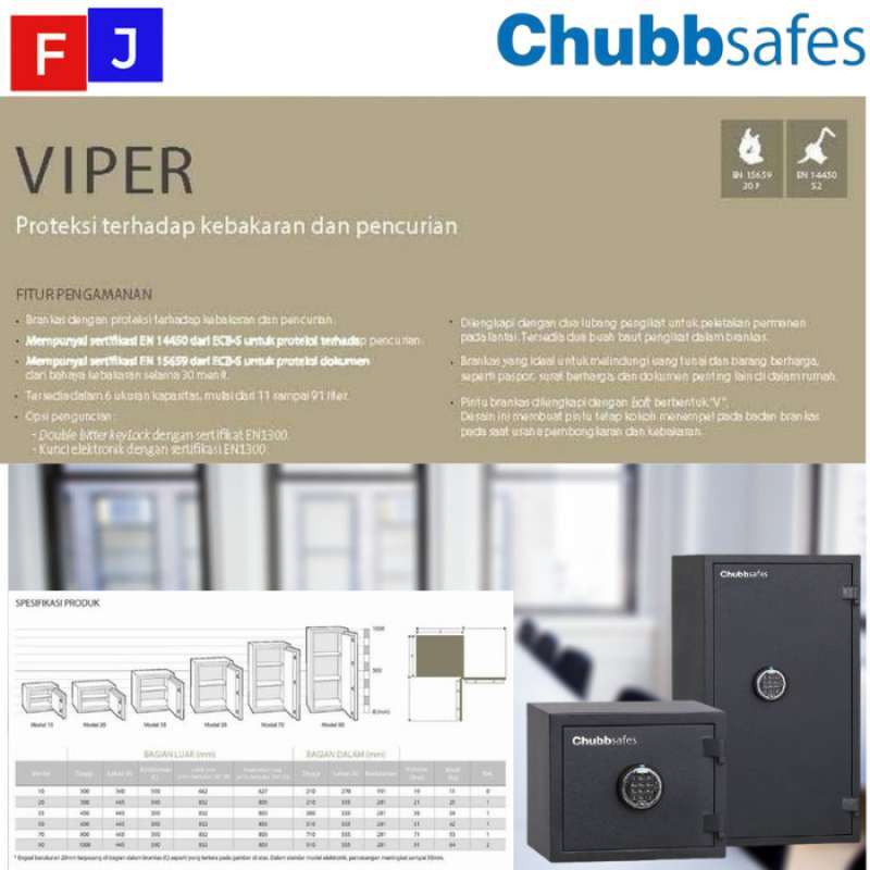 Promo Brankas Chubb Safes Type Viper EL Spartan Digital Anti Tahan Api - Size 20 Multicolor ...