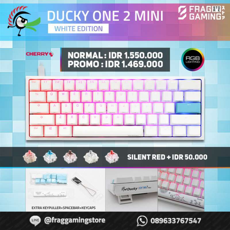 Promo Ducky One 2 Mini RGB LED 60% Mechanical Gaming Keyboard - Pure ...